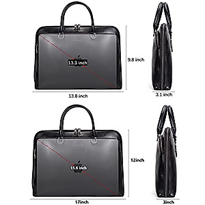 Laptop Messenger briefcase shoulder bag: Genuine Leather men 13 14 inch macbook case women work tote handbag Black