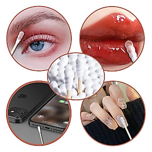 YADADA 500 Count Organic Cotton Swabs - Biodegradable Bamboo Sticks, Natural Cotton Buds with Pointed and Rounded Tips for Ear Cleaning