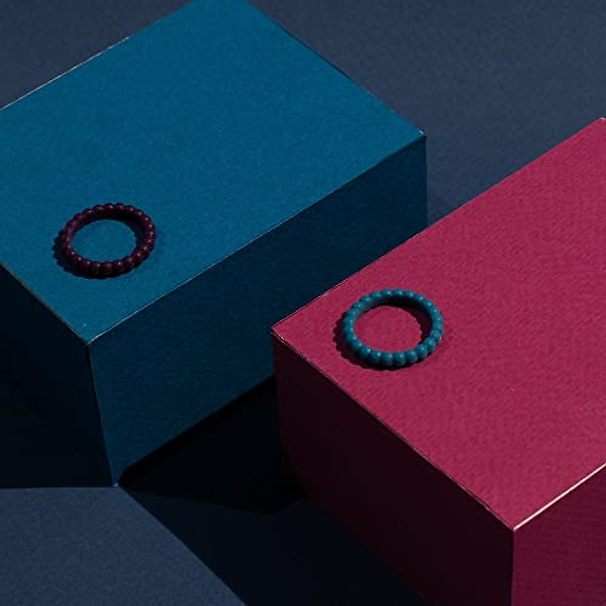 QALO Women's Rubber Silicone Ring, Stackable Bead, Rubber Wedding Ring for Women, Breathable, Durable Engagement Silicone Band, 4mm Wide 2.5mm Thick, Plum, Size 8