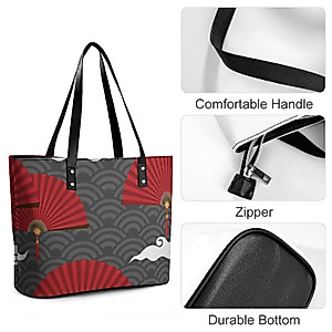 Womens Handbag Fans And Clouds Leather Tote Bag Top Handle Satchel Bags For Lady