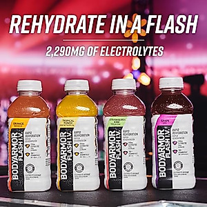 BODYARMOR Flash I.V. Electrolyte Beverage, Strawberry Kiwi, 20 Fl Oz (Pack of 12)