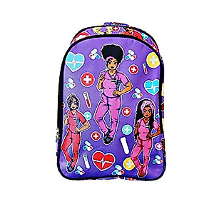 Reflections By Zana Backpack for African American Nurses, Healthcare Workers - Durable & High-Capacity Carry Laptops up to 17 Inches - Purple