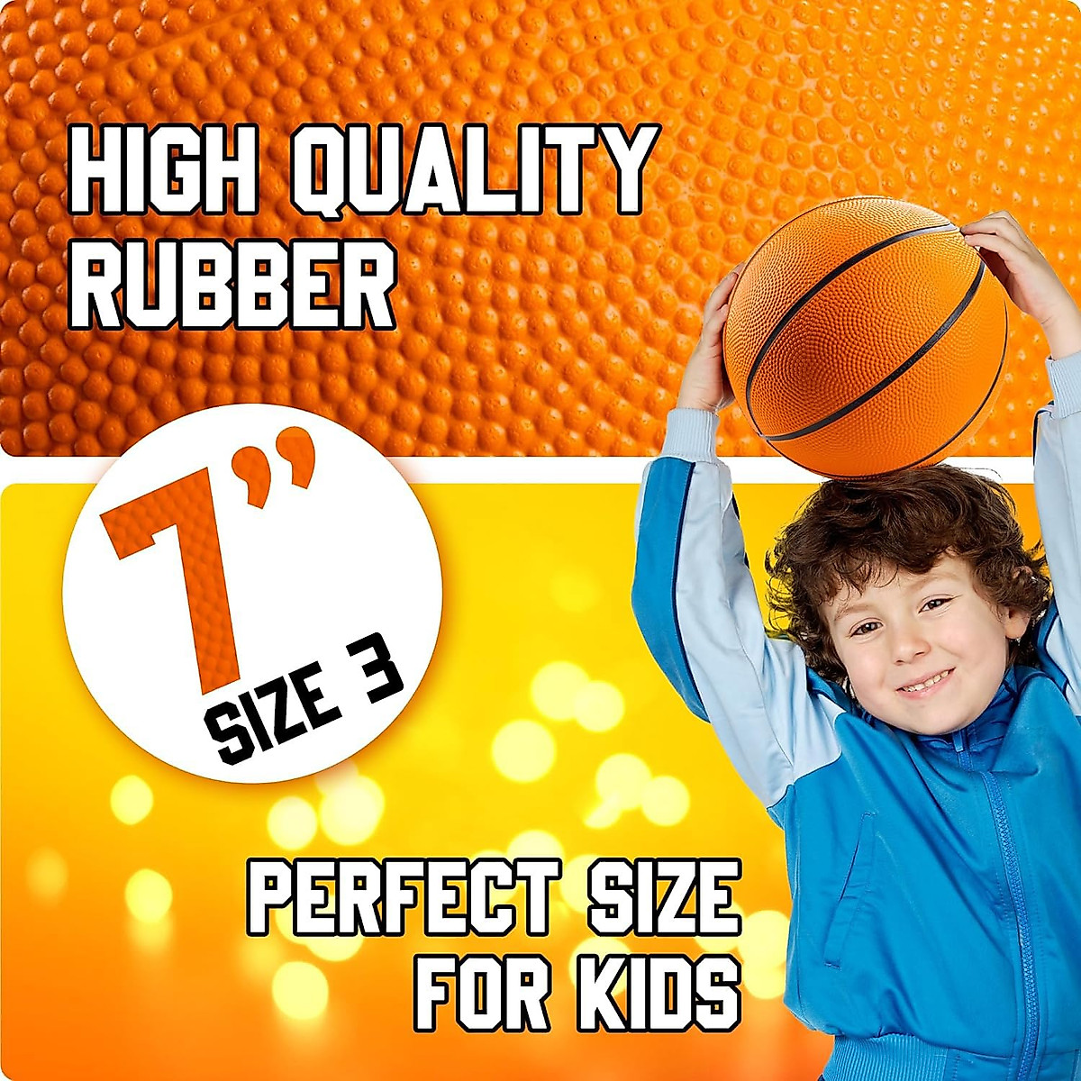 Bedwina Mini Basketball - 7 Inch, Size 3 (Pack of 4) - Mini Hoop Outdoor Set & Indoor for Small Basketball Hoops & Pool Parties - Kids Sports Party Favors