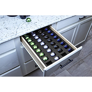 Polar Whale 2 Coffee Espresso Capsule Drawer Organizer Tray Inserts Compatible with Nespresso Vertuo VertuoLine Kitchen Home Office Waterproof Washable Black Foam 36 Compartment 12.6 X 17.9 Inches