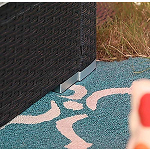 PHI VILLA Outdoor Rattan Sectional Sofa- Patio Wicker Furniture Set (6 Piece, Blue)