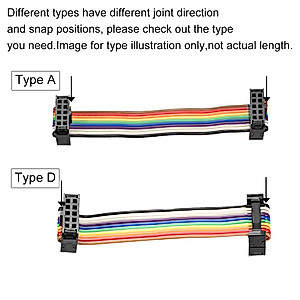 uxcell IDC Rainbow Wire Flat Ribbon Cable 30P A-type FC/FC Connector 2.54mm Pitch 1m/39.3inch Length