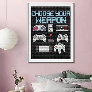 DIY Diamond Painting Kits Funny Gaming Diamond Art for Adults Kids, Full Round Drill Paint by Numbers Arts Pictures for Home Wall Decor Gifts 12 x 16 inch