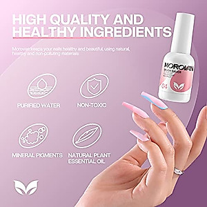 Morovan Dip Powder Liquid Set with Activator Base Top Coat and Dipping Powder Brush Saver 4pcs 0.5oz for Dip Powder Nail Kit