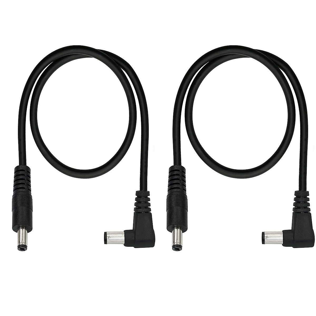 GINTOOYUN Right Angle DC to DC Male Power Cable,22AWG DC 5.5MM x 2.1MM Male to 90 Degree DC Male Plug Patch Wire Adapter Extension Cord for Strip Lihgt,CCTV,Car,Monitors,etc(2 Pcs)