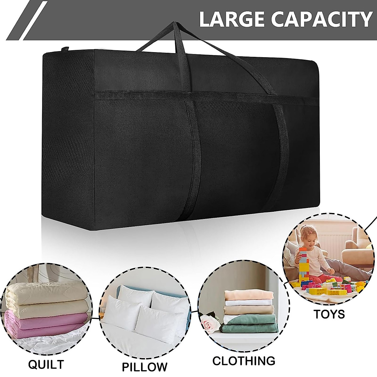Dntorx 4 Pack 120L Large Storage Bags, Extra Large Moving Bags with Zips for Moving House Storage Clothes Bedding Comforter Quilt Blankets Waterproof Jumbo Storage Bags Moving Totes