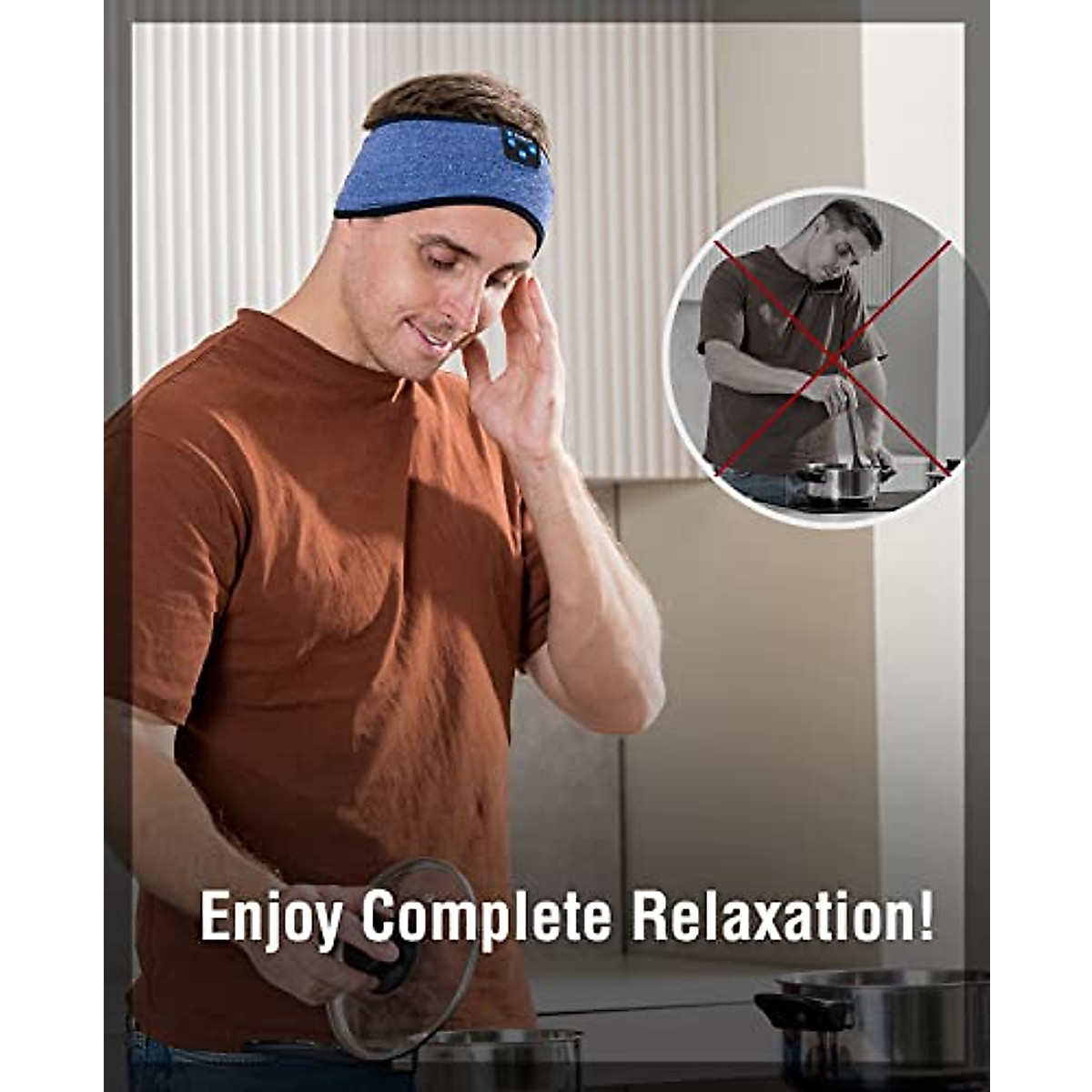 Fulext Sleep Headphones,Headband Headphones 10Hrs Bluetooth Headband with Cozy Earbuds Comfortable Sleeping Headphones for Side Sleepers, Sleep & Lounge Gift Idea for Women Men