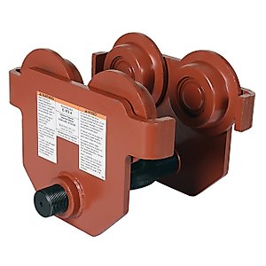 Vestil E-MT-6 Steel Low Profile Eye Manual Push Trolley, 6000 lbs Capacity, 3"- 8-5/8" I-Beam Flange, 3-3/8" Headroom