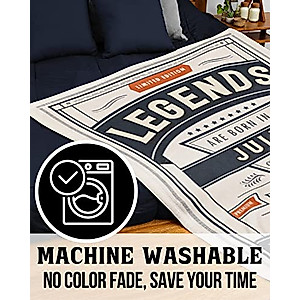 InnoBeta Birthday Gifts for Men, Novelty Personalized Men Birthday Gift Ideas Legends are Born in March - Gifts for Him, Dad, Husband, Brother - Flannel Throw Blanket, White & Blue, 50"x 65"
