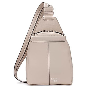 Calvin Klein Women's Myra Convertible Sling Backpack, Mushroom, One Size