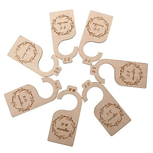 (7 Pieces) Baby Closet Dividers, Adventure Baby Closet Dividers By Month, Nursery Closet Organizer Wooden Newborn Wardrobe Divider Kids Clothes Divider to Arrange，from Newborn to 24 Month