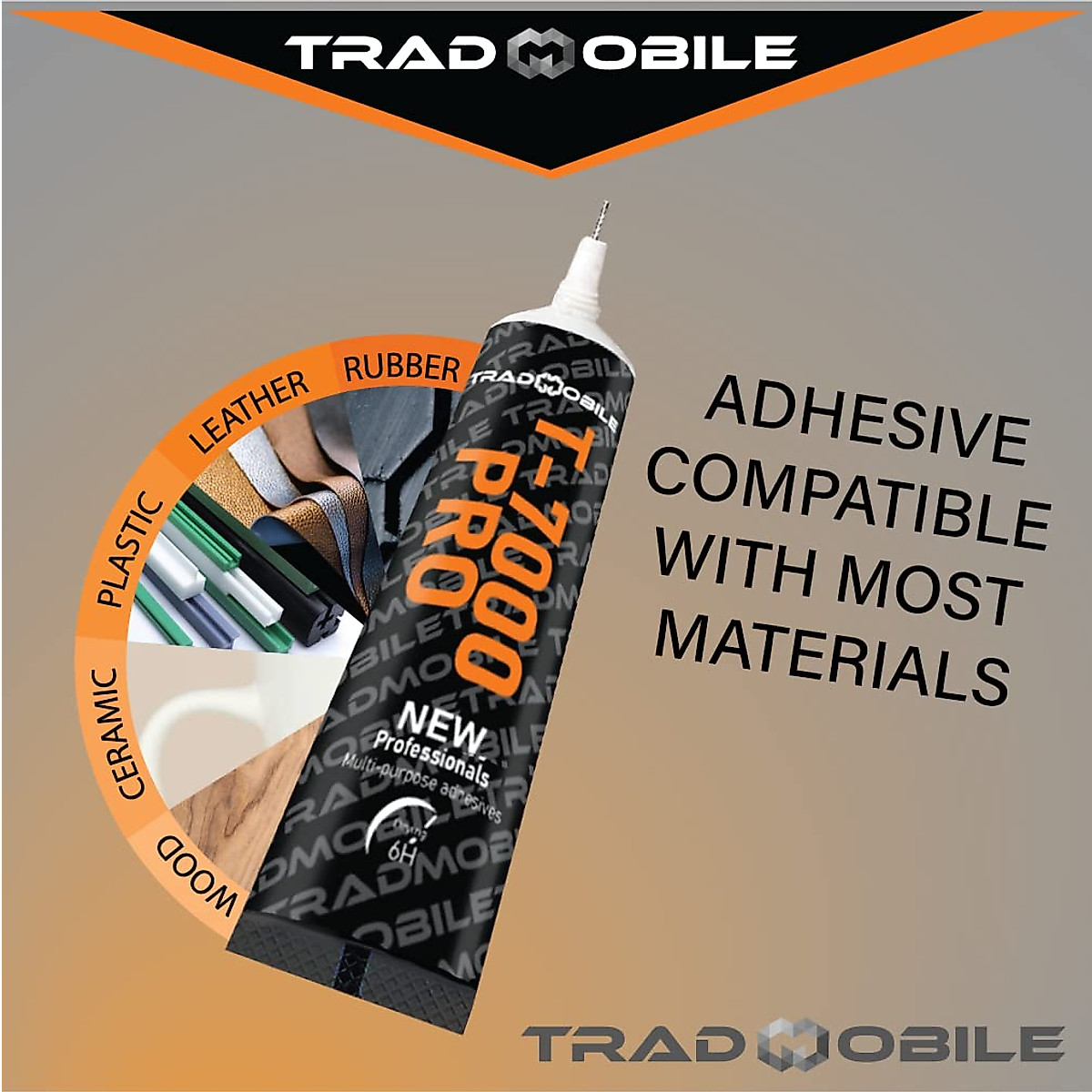 TRADMOBILE T7000 Pro New Black Glue Recipe 2021 Drying 6h Super Glue for Repair Phones Smartphones Tablets Jewelry Books Binding Leather Shoes Papers (3.7 fl.oz)