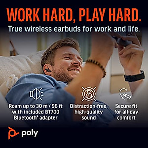 Poly Voyager Free 60 UC True Wireless Earbuds (Plantronics) – Noise-Canceling Mics for Clear Calls – ANC – Portable Charge Case – Compatible w/iPhone, Android, PC/Mac, Zoom, Teams – Amazon Exclusive