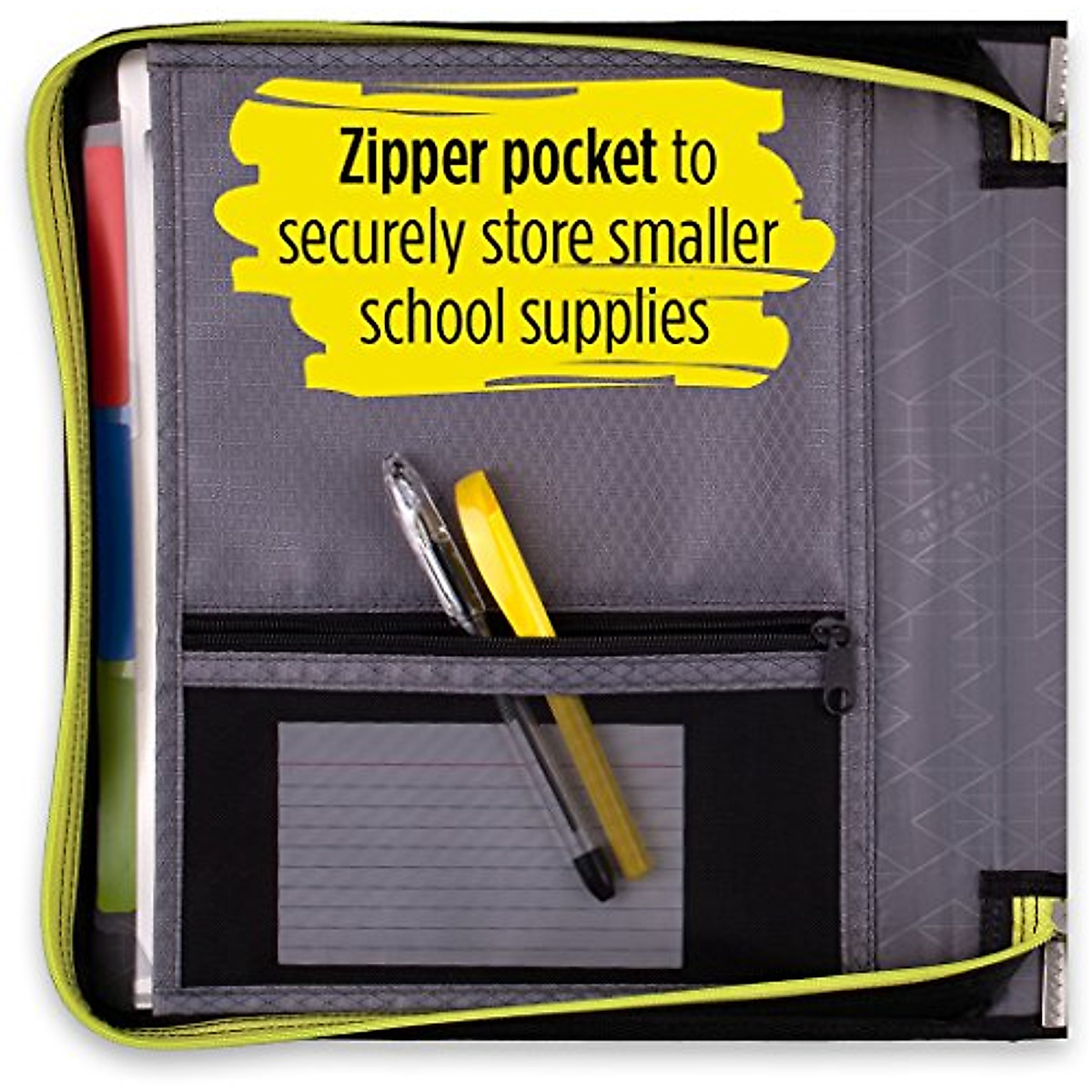 Five Star 2 Inch Zipper Binder, 3 Ring Binder, Removable File Folders, Durable, Black (73289)