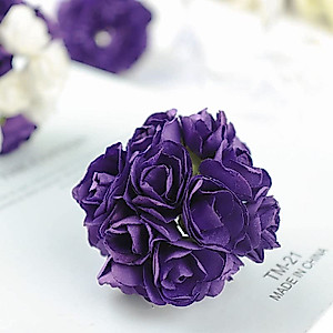 Balsa Circle 144 Purple Craft Paper Roses - Mini Flowers for DIY Wedding Birthday Party Favors Decorations Supplies Bulk