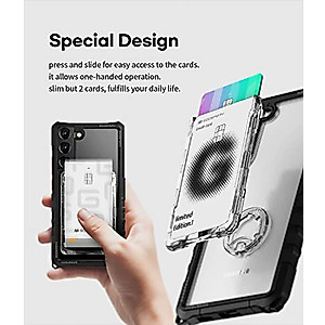 GOOSPERY Z Bumper Designed for Galaxy S22 Plus Case, Shock Absorbing Dual Layer Structure TPU Edge Clear Back Cover [with Detachable Clear Card Holder] Stick On Phone Wallet