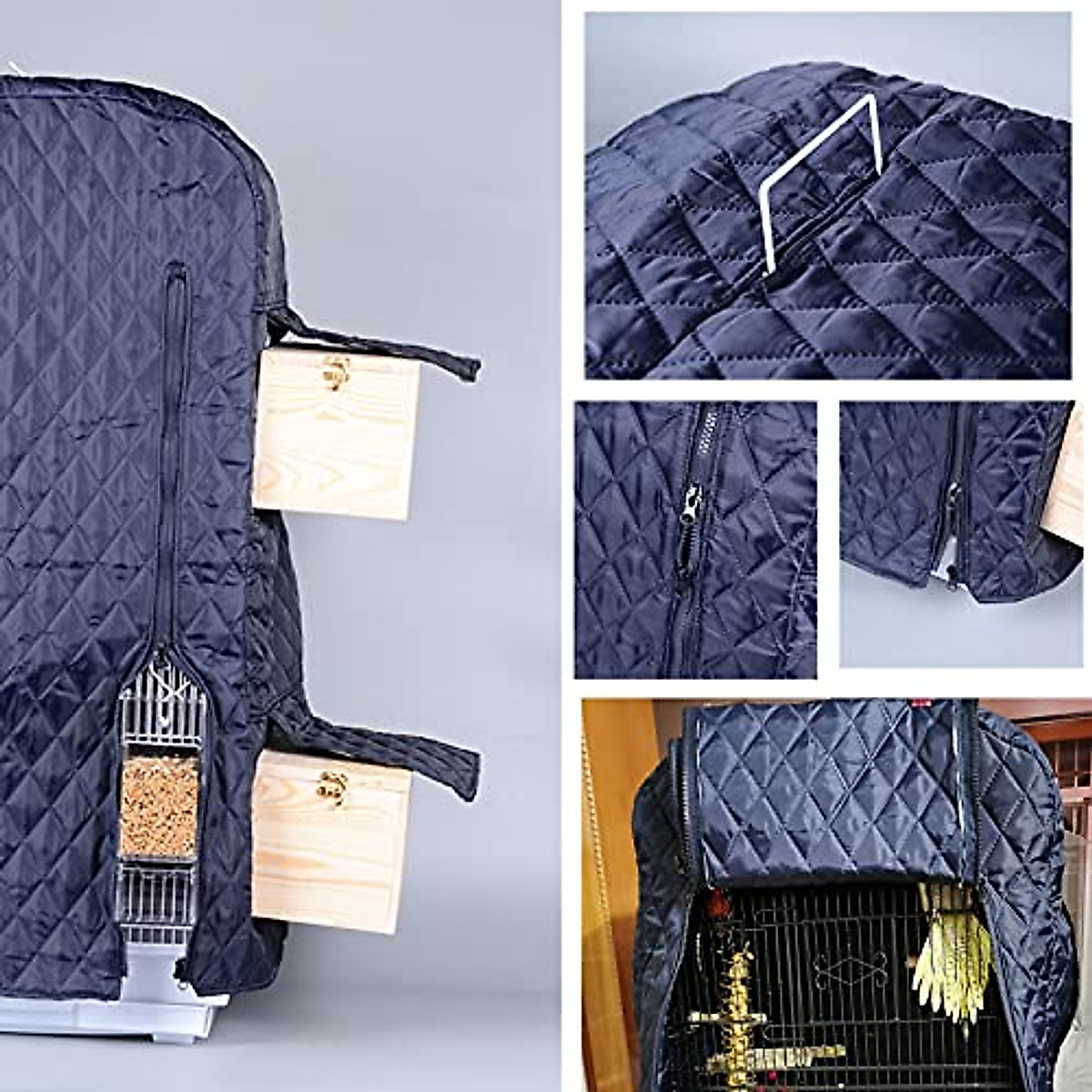 Universal Bird Cage Cover Good Night Cocktail Cage Cover Black-Out Pets Birds Parrot Cage Cover Shade Windproof Light-Proof Sleep Reduces Distractions Double Zipper Breathable Cloth Without Cage