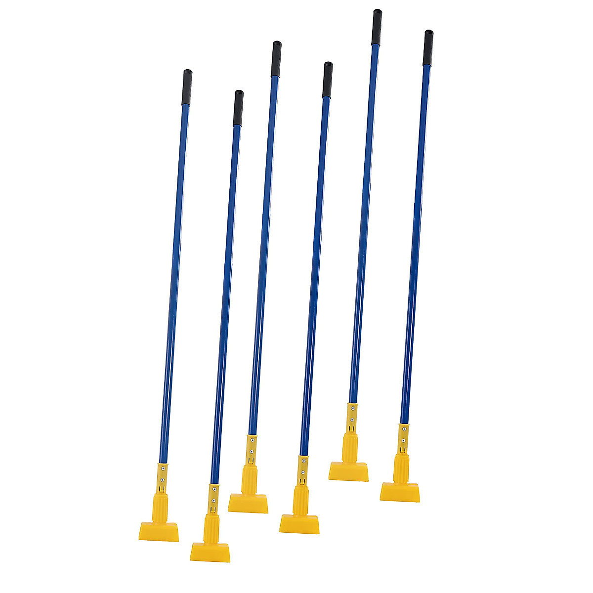 Matthew Cleaning Commercial Quick-Change Iron Mop Handle for Floor Cleaning Heavy Duty Mop Stick Replacement 60inch Jaw Clamp-Style Wet Mop Handle 6 Packs