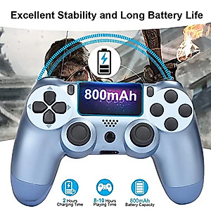 Wireless Controller 2 Pack for PS4 Controller, AUGEX Wireless Gamepad Work with Playstation 4 Controllers, Berryblue Game Control for PS4 Controller with Joystick, PS4 Pro/Silm/PC Purple