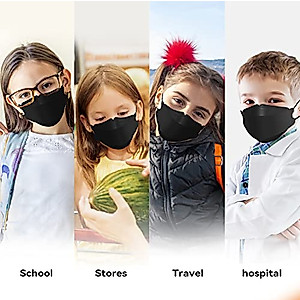 Keangs Kids Face Masks 50 Count (For Kids), Breathable Protective Disposable Mask Small Size for Kids, Black