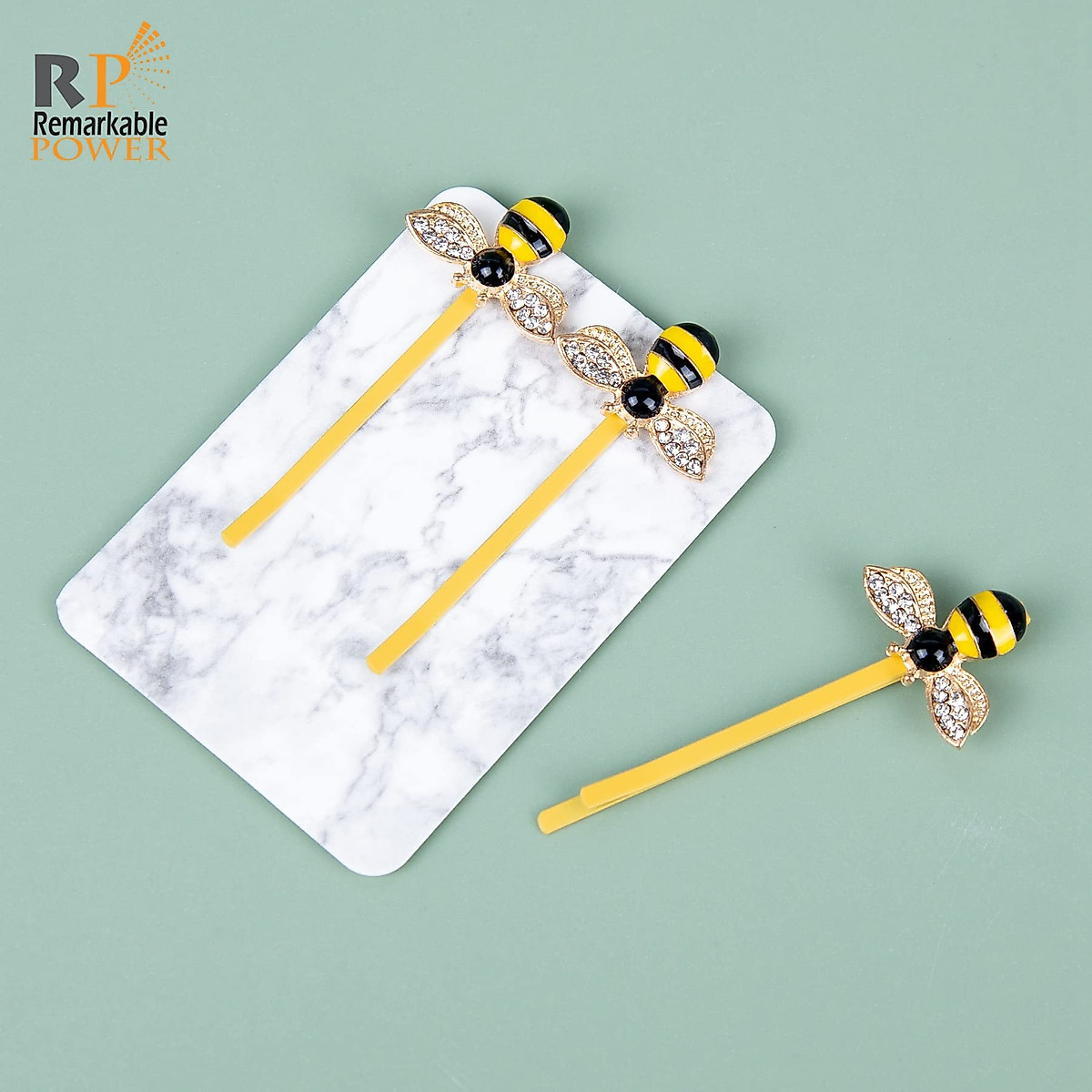 RP Remarkable Power, 40 Pack Bee Charm Pendants with Rhinestone Alloy Honeycomb Charms for DIY Jewelry Making