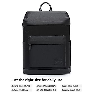 HotStyle ADMETA Casual Daypack College Backpack Aesthetic Bookbag, Black