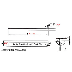LLDSIMEX Set of 2 8% Cobalt 1/8" x 1/2" x 4-1/2" for Lathe Parting Cut Off Blade Parallel Tyle