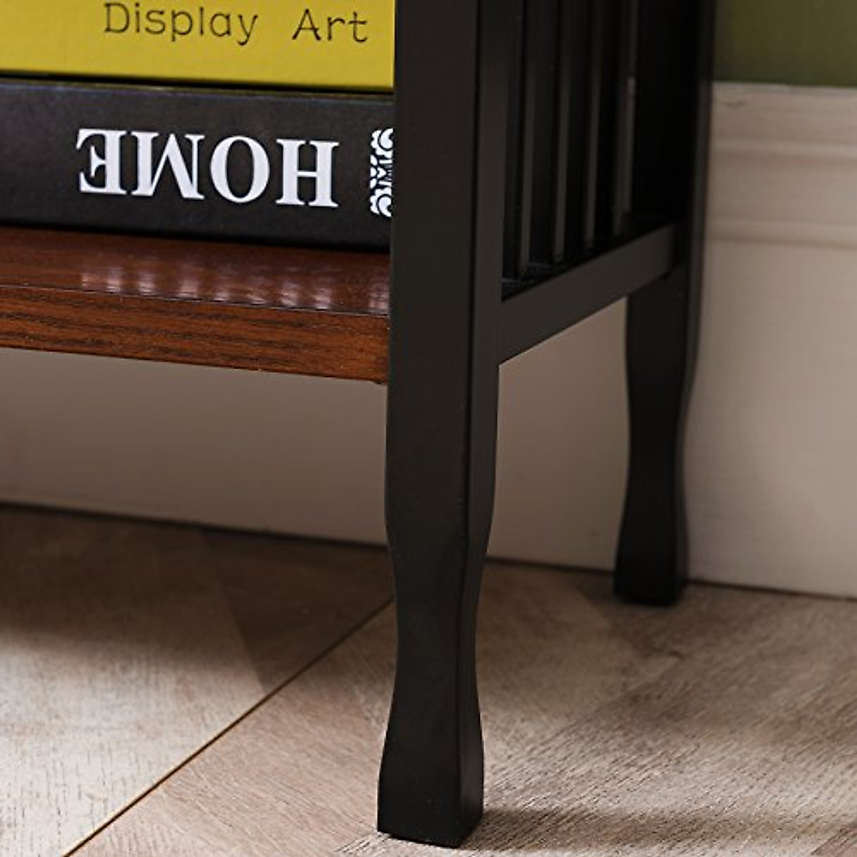 Leick Home 11262 Ironcraft Mantel Height Rustic Bookcase with Drawer Storage, 12" D x 30" W x 50" H, Mission oak/matte black