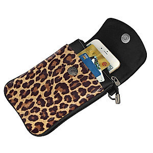 YongColer Fashion Small Cellphone Crossbody Shoulder Bag Leopard Print Cell Phone Purse Wallet Lightweight Roomy Pockets Smartphone Bag For Women Girls Teens