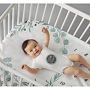 Baby Milestone Blanket for Boys & Girls | Soft Monthly Picture Blanket for Newborn | Eucalyptus Nursery Decor | Photo Prop Blankets Gender Neutral 45"x40"