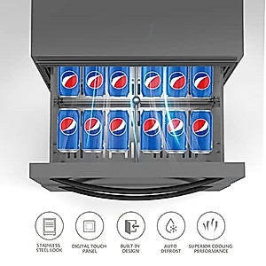 ICEJUNGLE Under Counter Refrigerator for Home Use, Indoor and Outdoor Double Drawer Fridge in Stainless Steel, 24' Built-in/Freestanding Beverage Commercial 24'Double drawers Grey