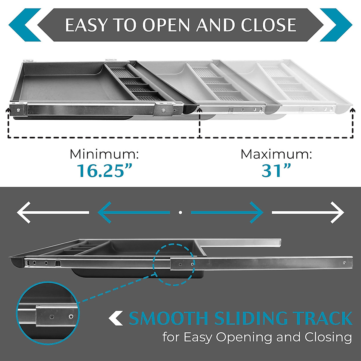 Pencil Drawer by NYCCO Underdesk Drawer 23 Inch Wide - Ball-Bearing Slides - Black