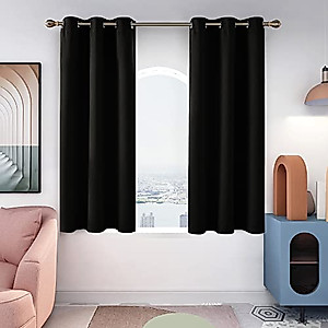 Deconovo Solid Thermal Insulated Grommet Blackout Curtains/Drapes for Bedroom and Living Room (2 Panels Set, 42 inches Wide by 63 inches Long, Black)
