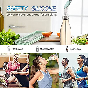 LessMo 3 PCS Ice Cube Tray, Long Ice Stick Tray Silicone with Lid, Rectangular Narrow Stick, Reusable, Flexible, Easy Release, for Small Mouth Sport Bottles, Juice Bottles, Cocktail Parties