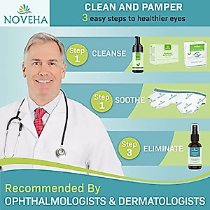 NOVEHA Tea Tree Oil Foaming Cleanser | Therapeutic Daily Skincare For Eyelash & lids, MGD, Eye Irritations, Stye Eyes, Skin Dryness, Moisturize with Organic Ingredients, For All Skin Types 3.38 Fl Oz