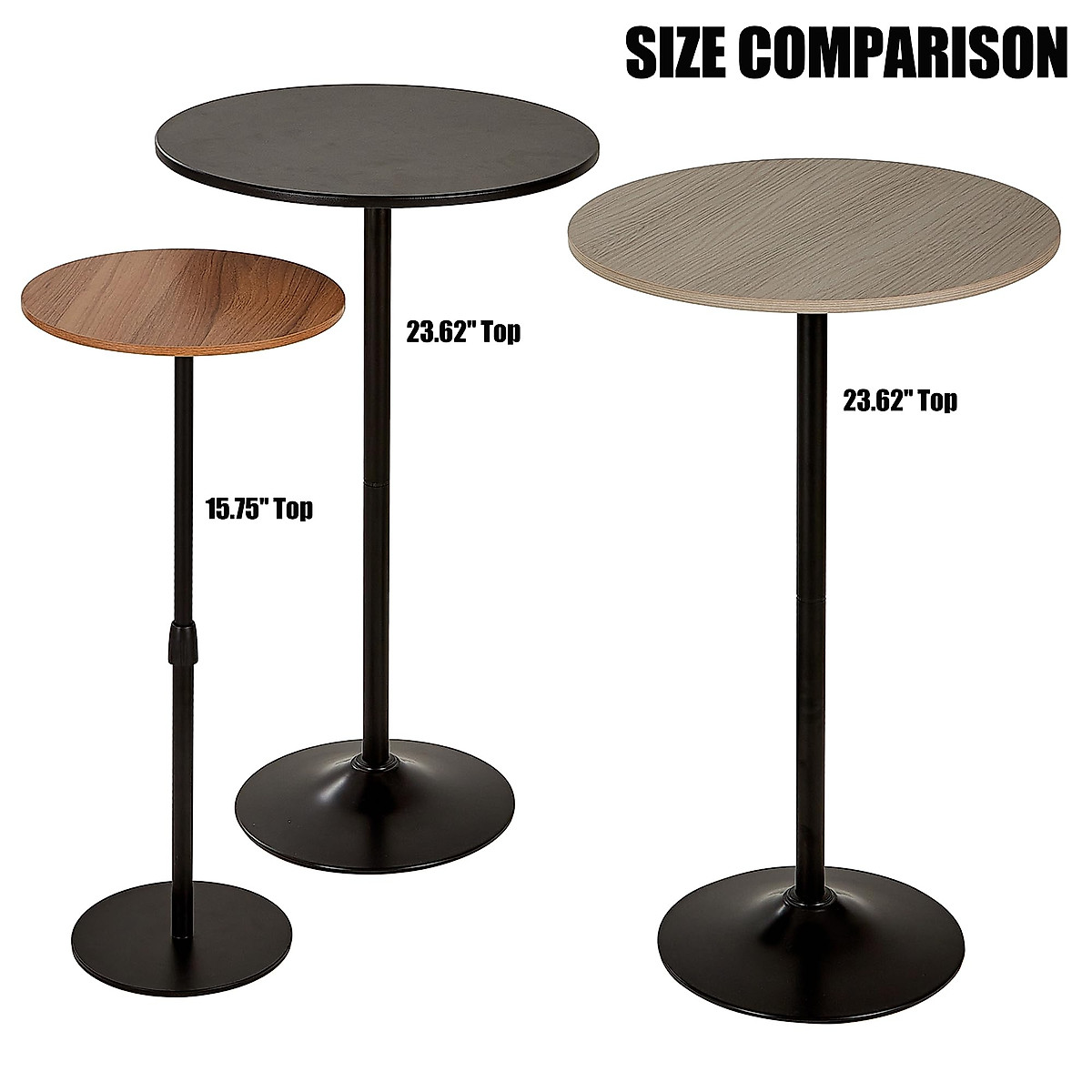 ERFEI Bar Table 15.75inch Small Round Top Adjustable Height 22.64-33.46in Multifunctional Side Table for Pub Bar Dining Bistro Cafe