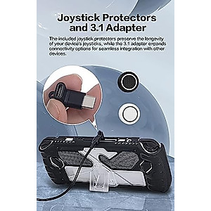 Protective Case for ASUS ROG Ally, TPU Case for ASUS ROG Ally with Kickstand, Included 2 ASUS ROG Ally Tempered Glass Screen Protector, Dustproof Nets, Joystick Protectors and 3.1 Adapter - Black