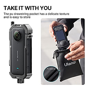 Protective Cage for insta360 X3 Accessories - ULANZI C-X3 insta360 X3 Vlog Case I Aluminum Alloy I 2 Cold Shoe I Silicone Lens Cover I Carrying Bag I No Block Mic Mount & Battery Replacement