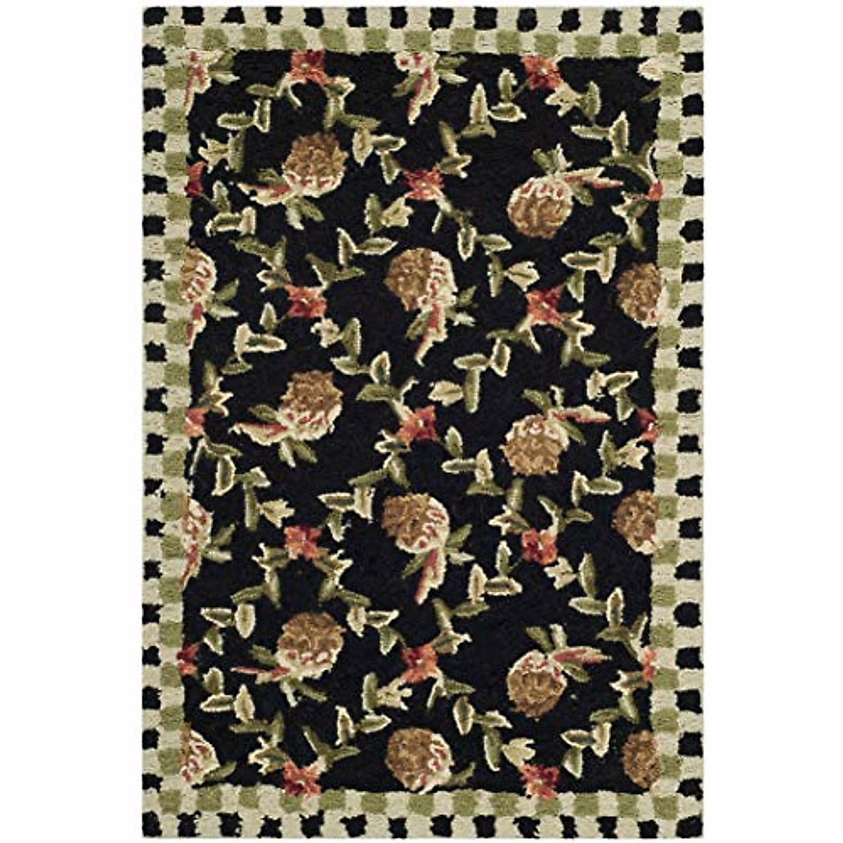 SAFAVIEH Chelsea Collection Accent Rug - 2' x 3', Black & Ivory, Hand-Hooked French Country Wool, Ideal for High Traffic Areas in Entryway, Living Room, Bedroom (HK164A)