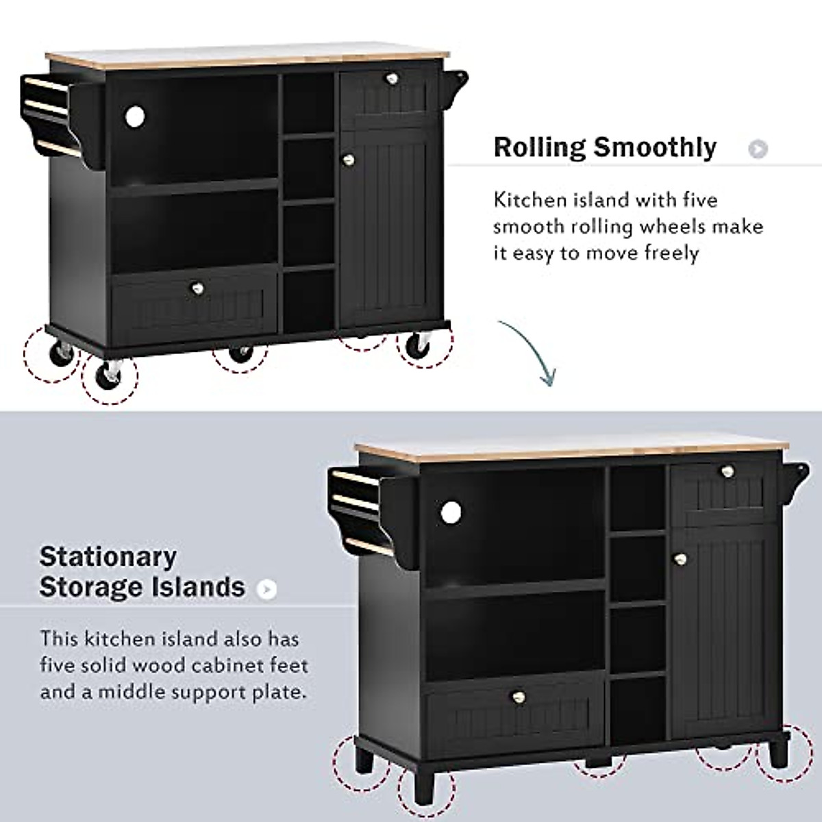 JIJIWANG Storage Cabinet Wood with Drawers and Shelves for Kitchen,Kitchen Sideboard with Drawers and Towel Rack,Coffee Bar Wine Bar Office Bar Kitchen Counter for Dining Room,Bathroom(Black)