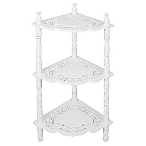Corner Book Shelf, Corner Table, Corner Shelf Stand, Bathroom Corner Shelf, Corner Shelves for Small Space, Standing Shelf Units Home Office - (L 14.5X W 14.5X H 40 - Antique White)