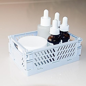 monomono Mini Stackable Plastic Baskets - 5-Pack, Cute and Compact Solution for Home and Office Organization (5.9x3.9x2.2 in, Blue)