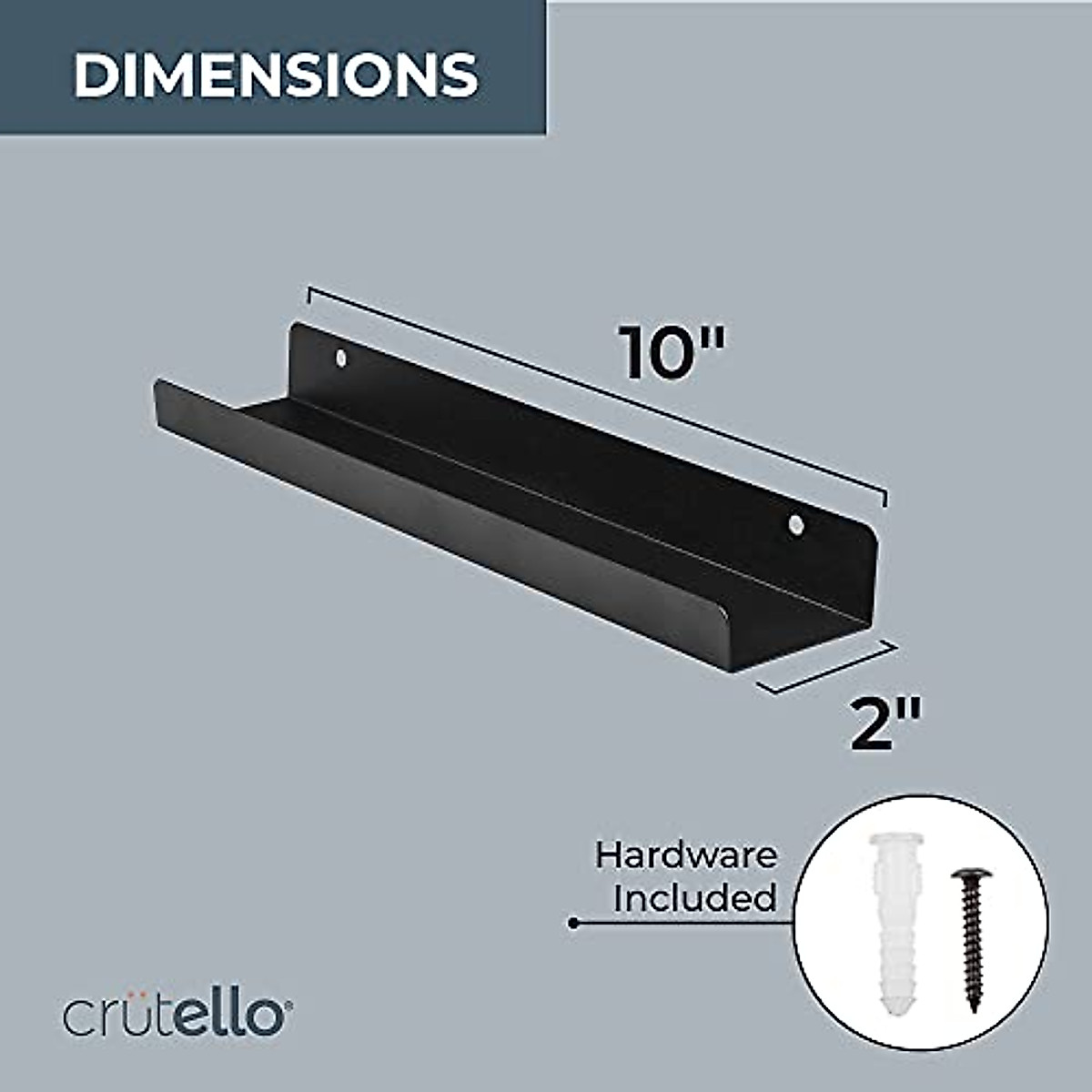 Crutello 8 Pack Vinyl Record Display Shelf - Wall Mounted Black Steel Record Holder Shelf - Pack of 8