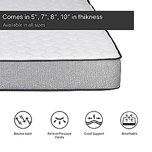 Mayton, 7-Inch Medium Firm High Density Foam Mattress, Comfortable Mattress for Cooler Sleep, Supportive & Pressure Relief, Twin