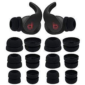 BLLQ Ear Tips Replacement for Beats Fit Pro/Studio Buds, 6 Pairs Double Flange Silicone Eartips Earbuds Tips Compatible with Beats Studio Buds/Fit Pro,S/M/L 3 Size,Black 2F6PSML