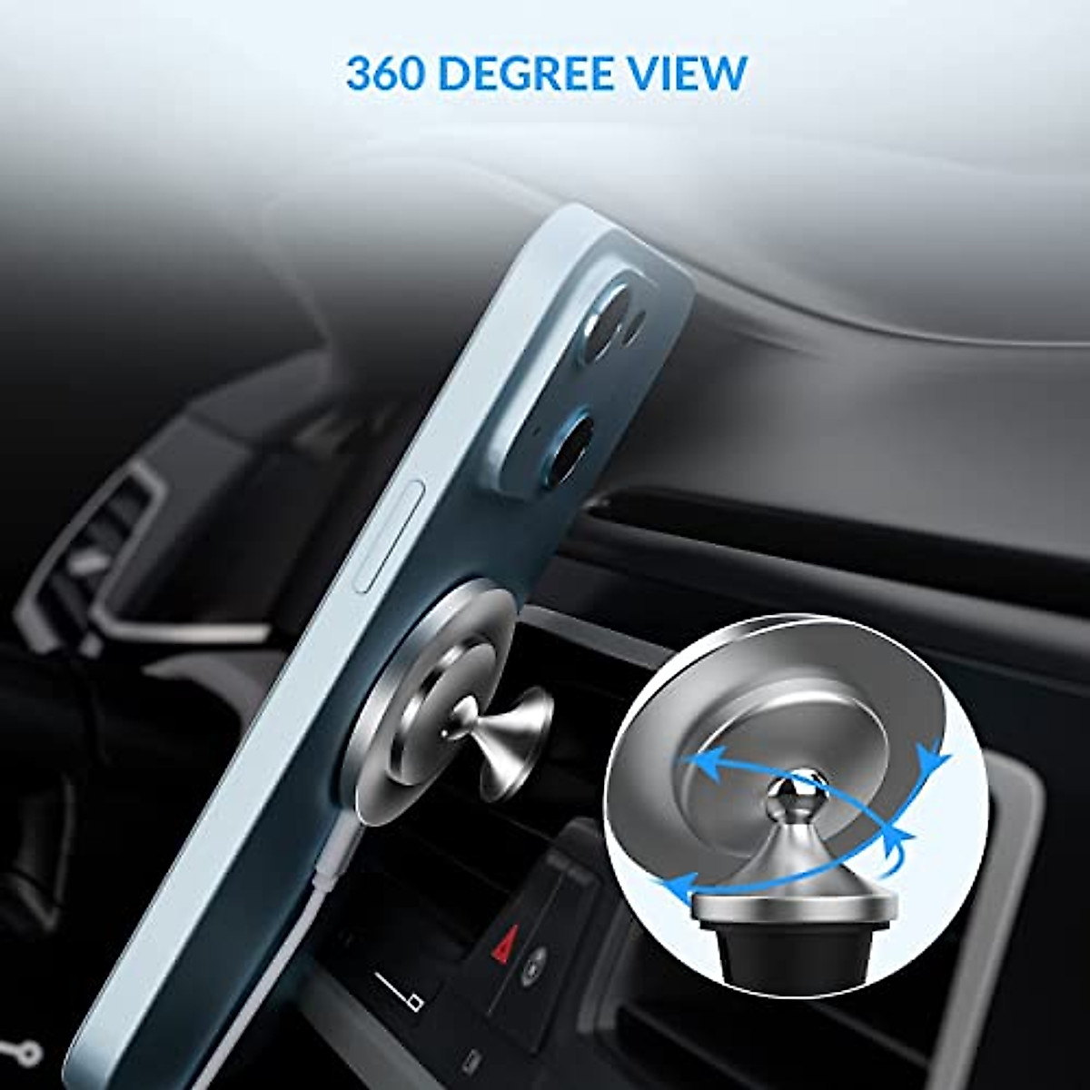 Magnetic Wireless Car Mount Charger for iPhone 14/13/12 Series, SINDOX Alloy Car Vent Mount Charger, with 45W USB C Car Charger, Compatible with MagSafe Charger Holder Fast Charging